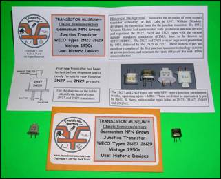 Transistor Museum Store Western Electric 2N27 2N29 Germanium Grown ...