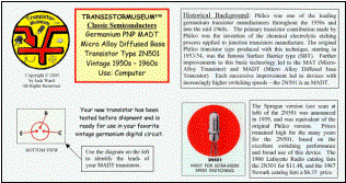 2N501 Germanium PNP MADT Computer Transistors